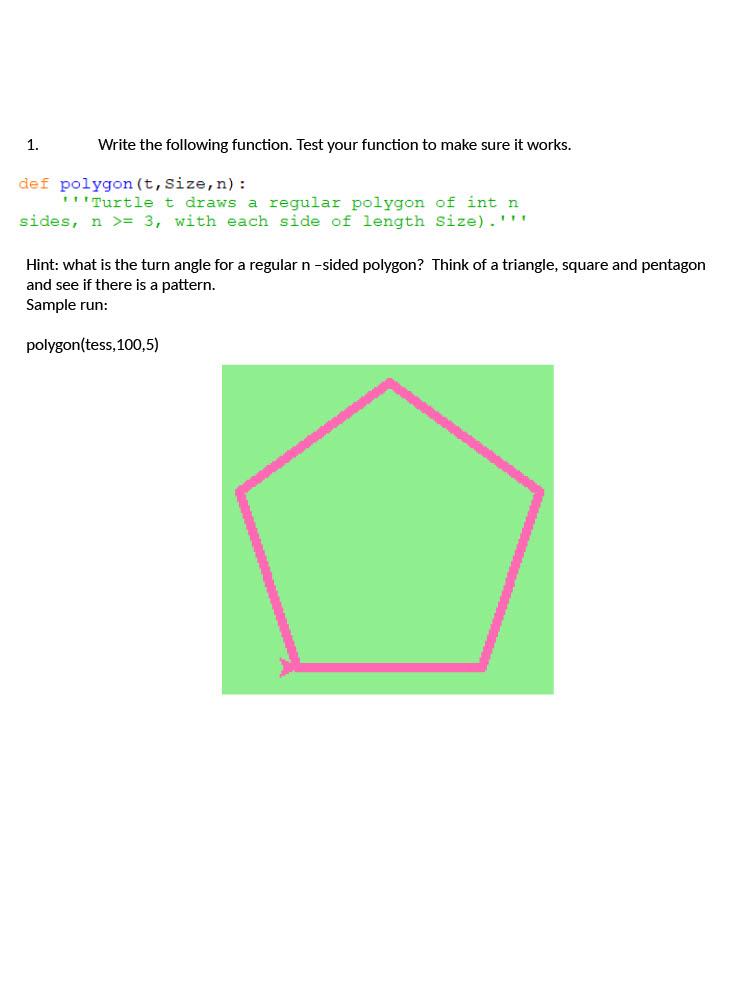 Solved 1. Write the following function. Test your function | Chegg.com