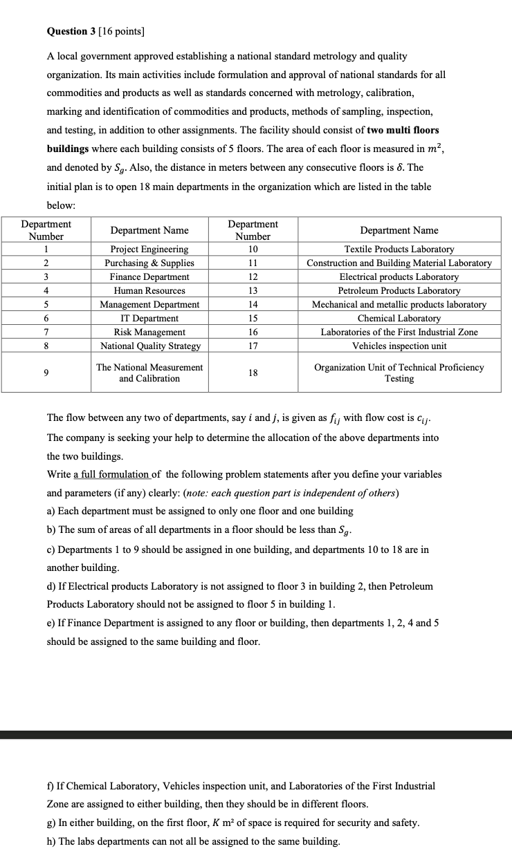 Solved Question 3 [16 points] A local government approved | Chegg.com