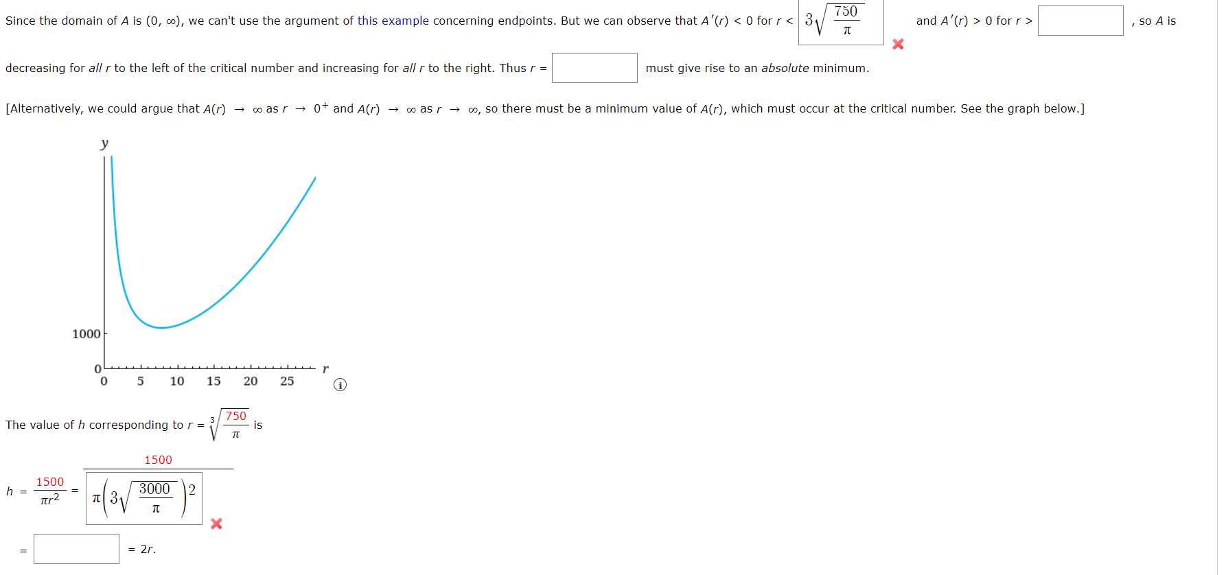 Solved So the surface area is A=2πr2+(). We would like to | Chegg.com