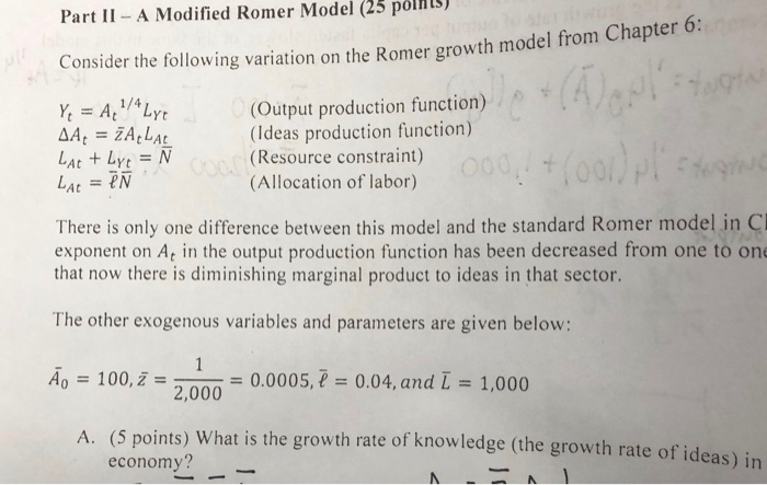 Solved PartI A Modified Romer Model (25 polh ts) Chapter 6: | Chegg.com