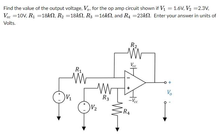 Solved Find the value of the output voltage, Vo, for the op | Chegg.com
