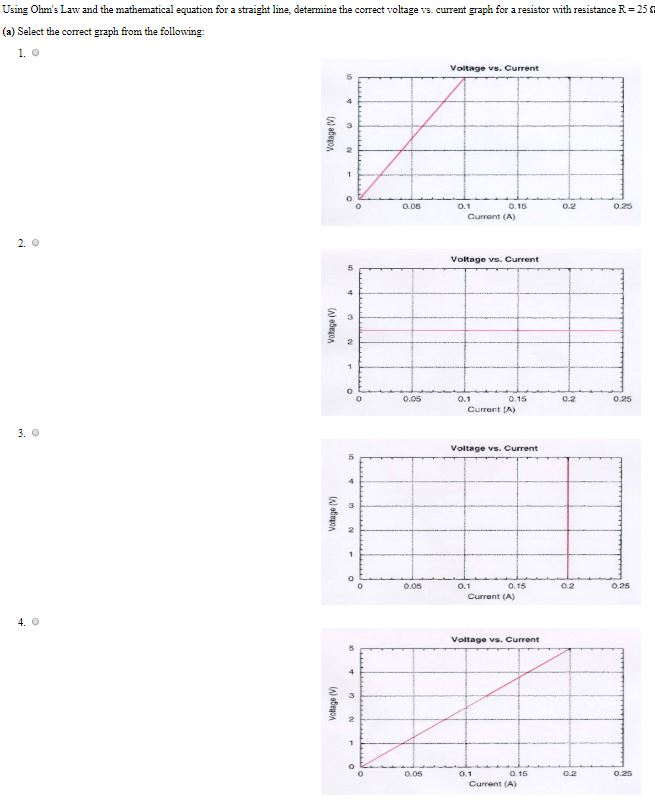 Solved Using Ohm's Law and the mathematical equation for a | Chegg.com