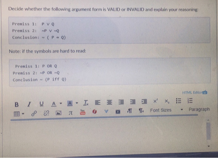 Solved Decide whether the following argument form is VALID | Chegg.com
