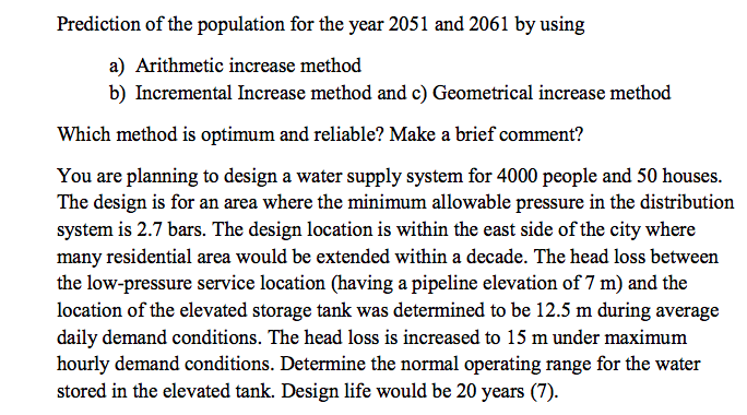 Solved Prediction of the population for the year 2051 and | Chegg.com