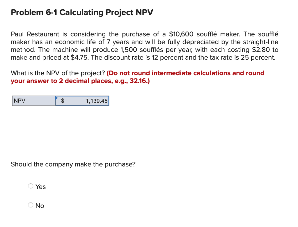 Solved Problem 6-1 Calculating Project NPV Paul Restaurant | Chegg.com