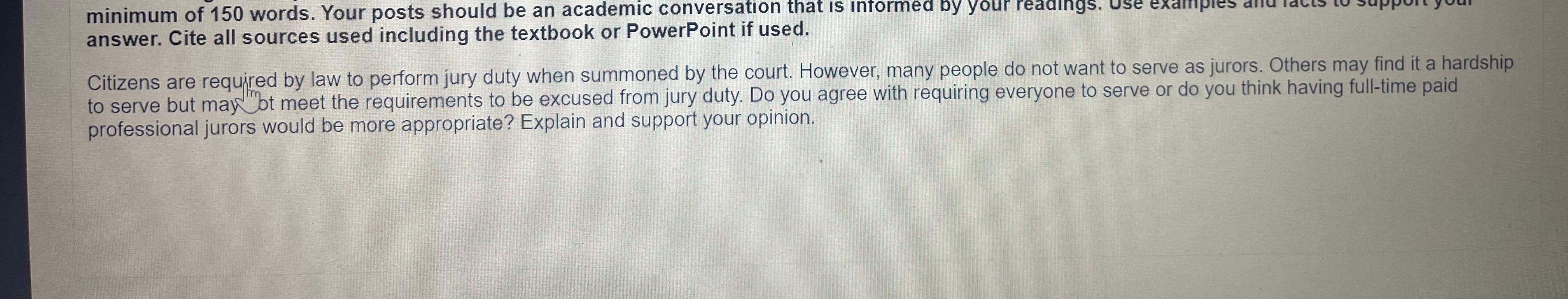 Solved exampi minimum of 150 words. Your posts should be an | Chegg.com