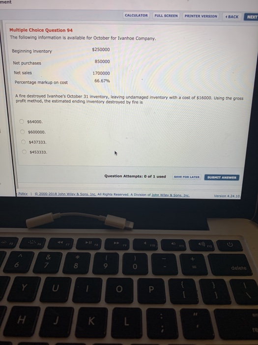 Solved ment er. CALCULATOR FULL SCREEN PRINTER VERSION «BACK | Chegg.com