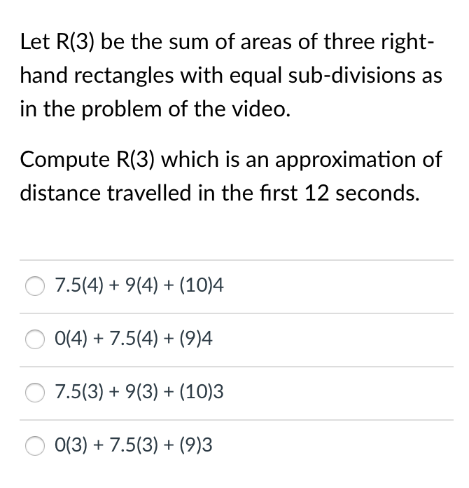 Solved Let R(3) be the sum of areas of three right- hand | Chegg.com