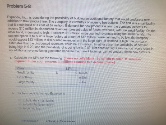 Solved Problem 5-8 Expando, Inc., is considering the | Chegg.com