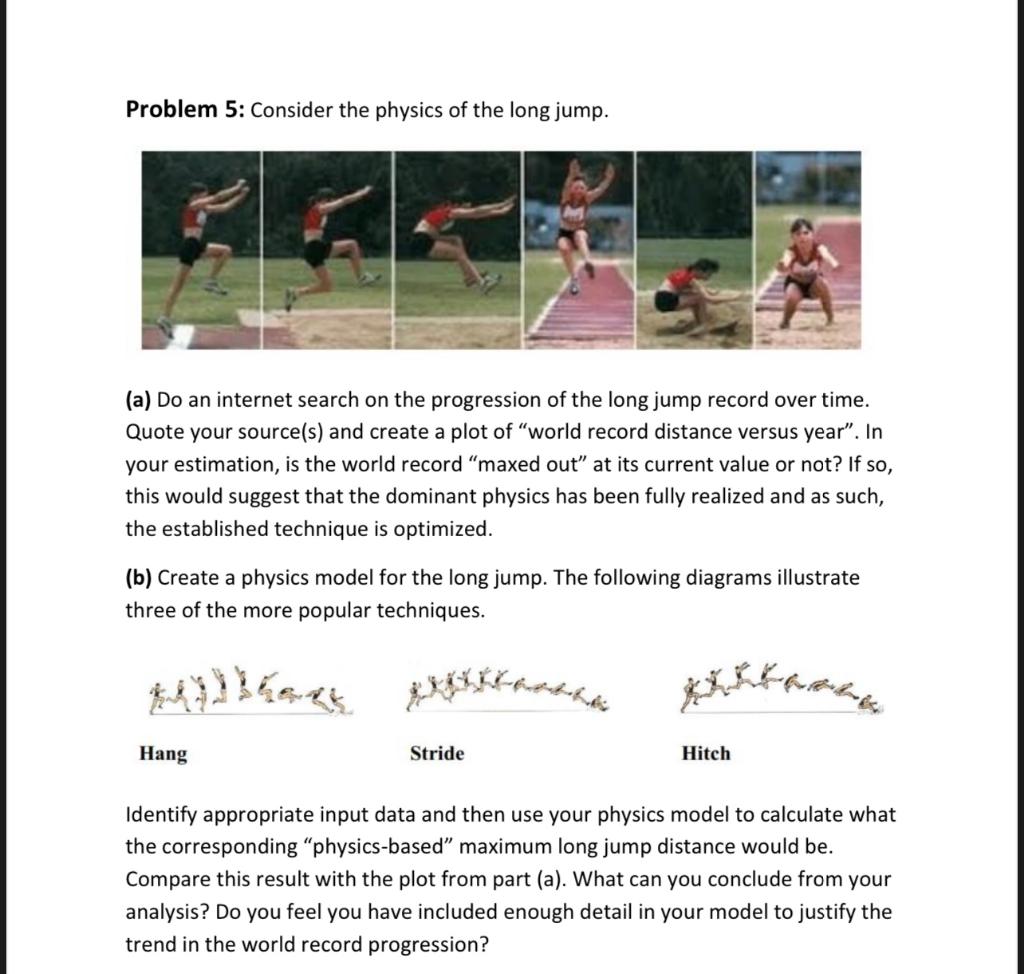 Solved Problem 5: Consider the physics of the long jump. (a) | Chegg.com