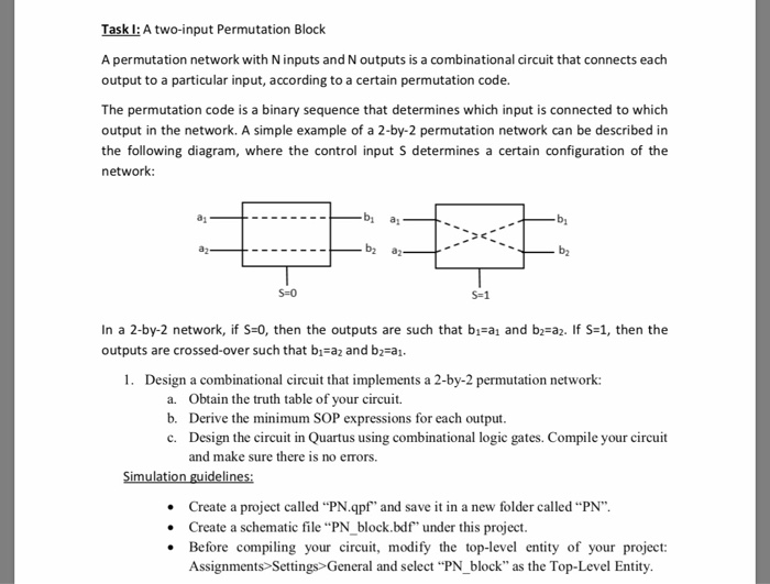 Task I: A two-input Permutation Block A permutation | Chegg.com