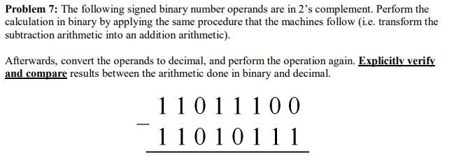 Solved Problem 7: The following signed binary number | Chegg.com