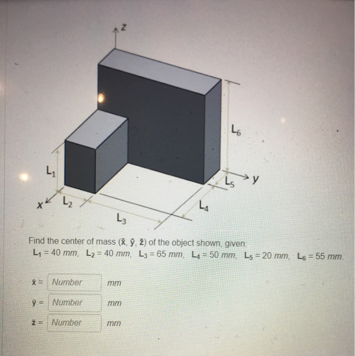 Solved L6 レ L2メ L4 L3 Find the center of mass (, y, ž) of | Chegg.com