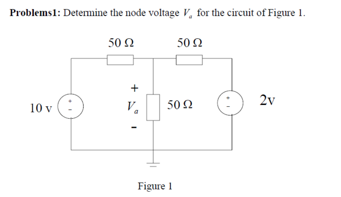 Solved Problems1: Determine the node voltage Va for the | Chegg.com