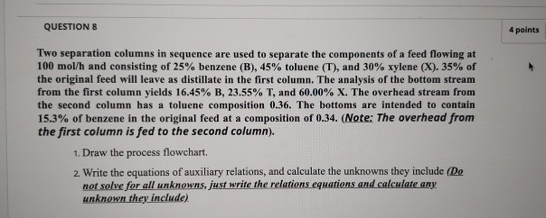 Solved QUESTIONS 4 points Two separation columns in sequence | Chegg.com
