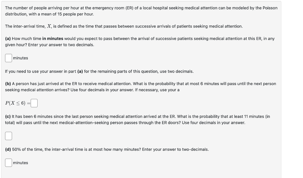 Solved The number of people arriving per hour at the | Chegg.com