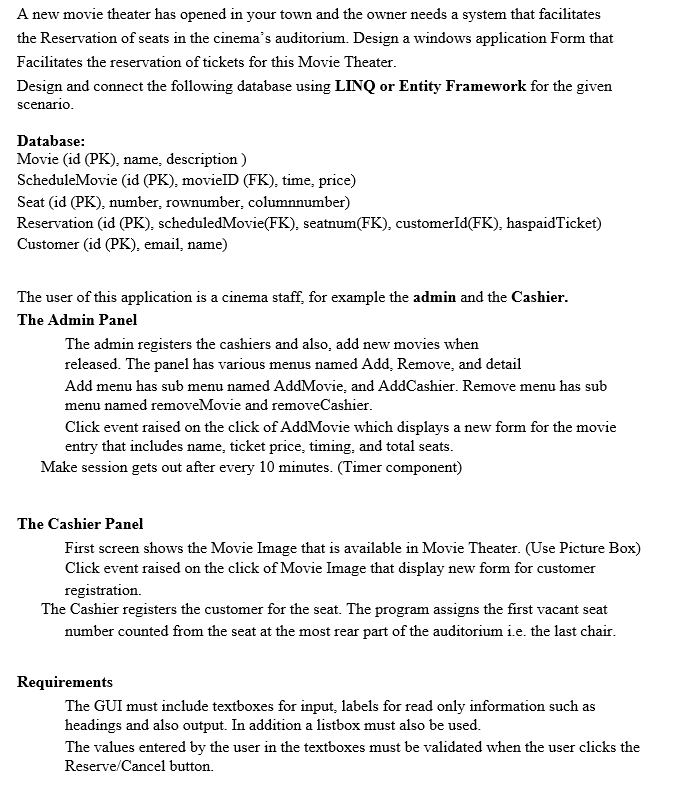 Solved A new movie theater has opened in your town and the | Chegg.com