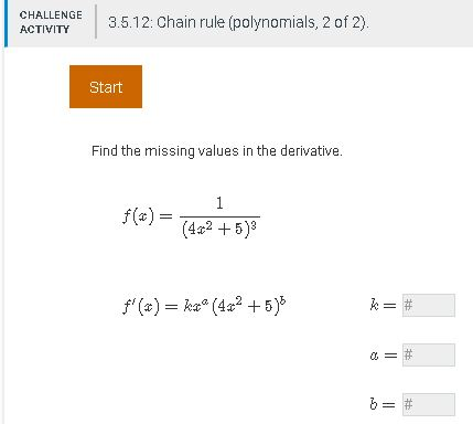 Solved CHALLENGE ACTIVITY AC35.12 Chain rule (polynomials, 2 | Chegg.com