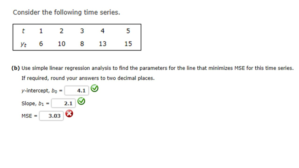 Solved Consider the following time series. 2 3 4 yt 6 10 8 | Chegg.com