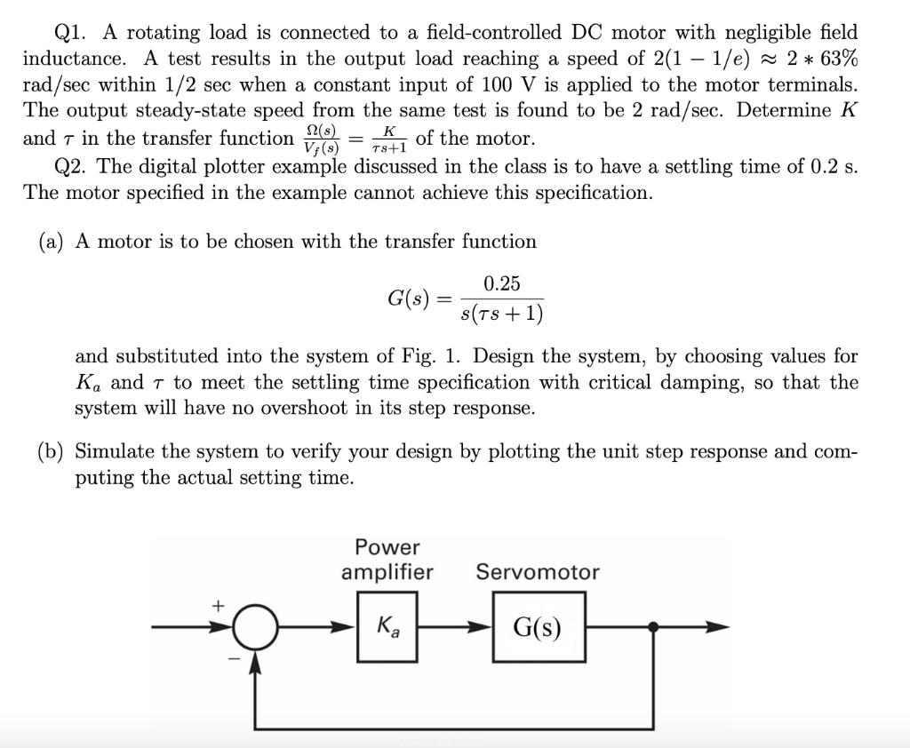 Solved Q1. A rotating load is connected to a | Chegg.com