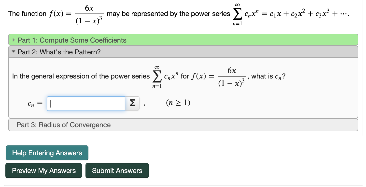 Solved please solve pt 2 and 3 part 2 find cn part 3 find | Chegg.com