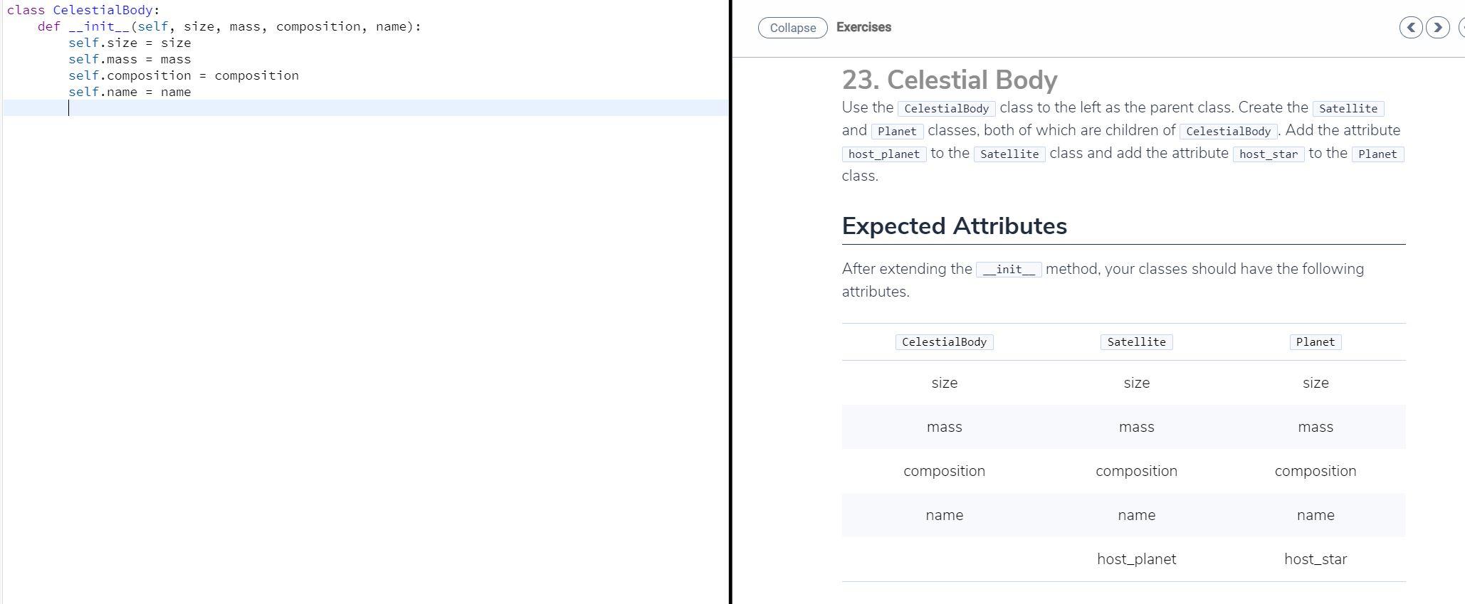 Solved Collapse Exercises class CelestialBody: def | Chegg.com