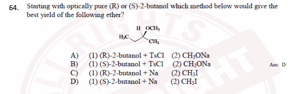 Solved Starting with optically pure (R) or (S)-2-butanol | Chegg.com