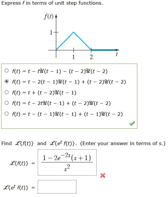 Solved Express f in terms of unit step functions. f(t) 0 ft) | Chegg.com
