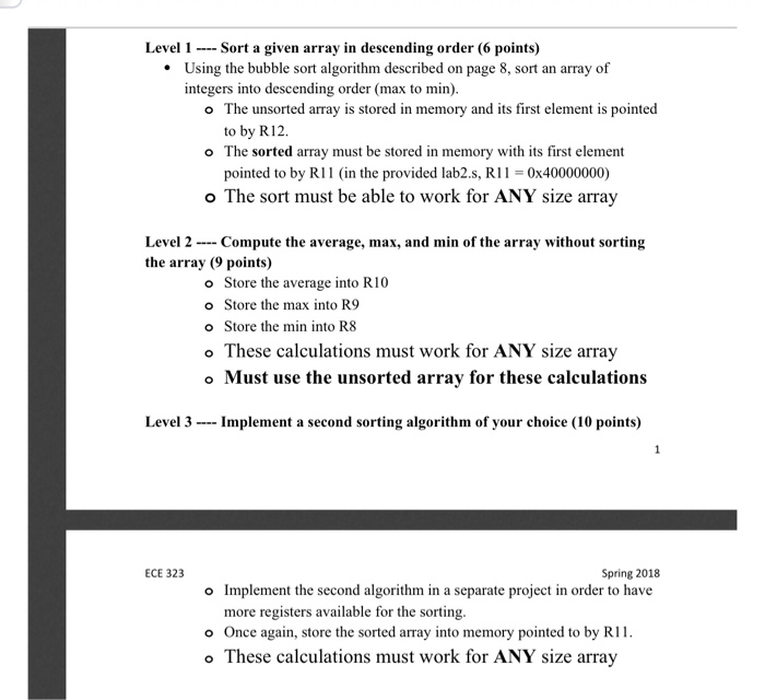 Solved Level 1Sort a given array in descending order (6 | Chegg.com
