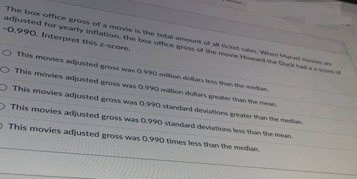 Solved The box office gross of a movie is the total amount | Chegg.com