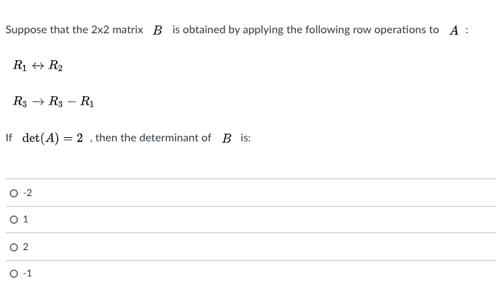 Solved Suppose that the 2x2 matrix B is obtained by applying | Chegg.com