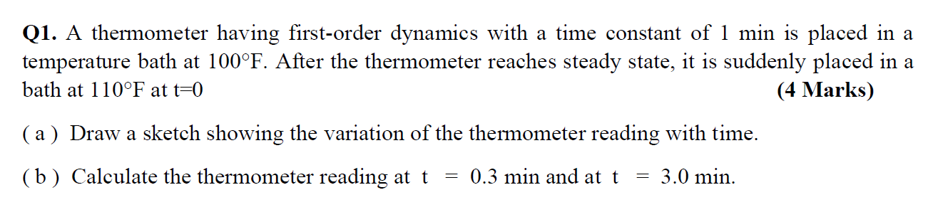 Solved Q1 A Thermometer Having First Order Dynamics With A