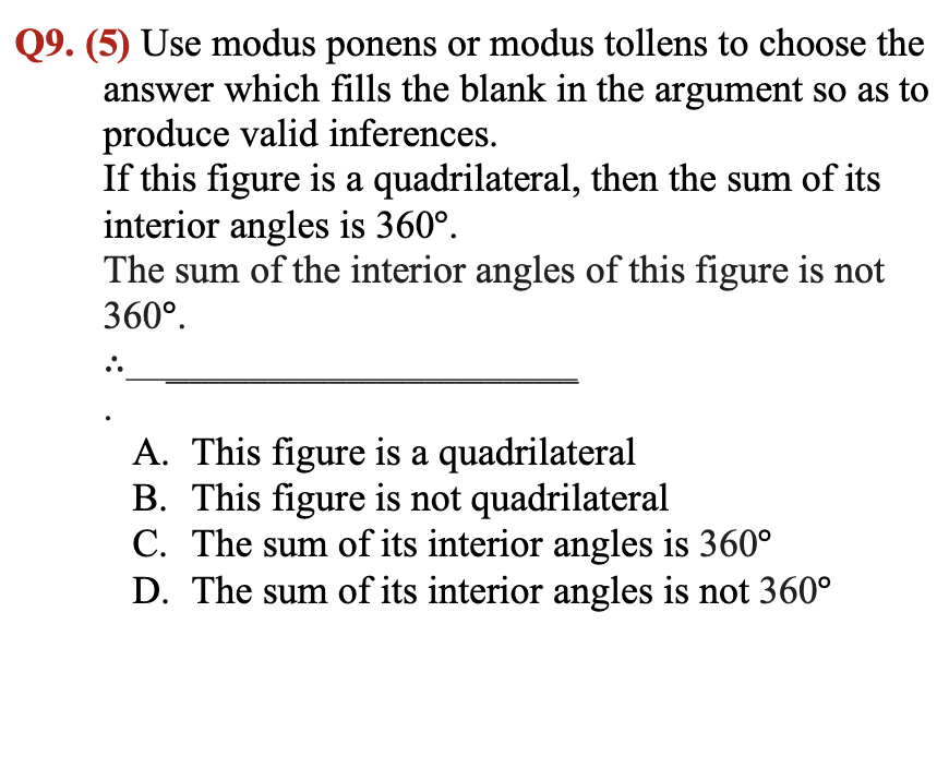 Solved (5) Use modus ponens or modus tollens to choose the | Chegg.com