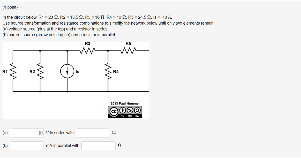 Solved In the circuit below, R1 = 23 Ω, R2 = 13.5 Ω, R3 = 16 | Chegg.com