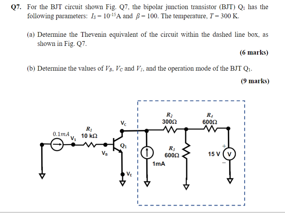 Solved 7. For the BJT circuit shown Fig. Q7, the bipolar | Chegg.com
