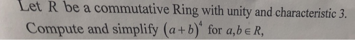 Solved Let R be a commutative Ring with unity and | Chegg.com