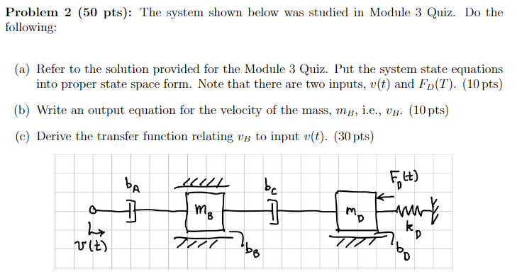 Problem 2(50pts) : The system shown below was studied | Chegg.com