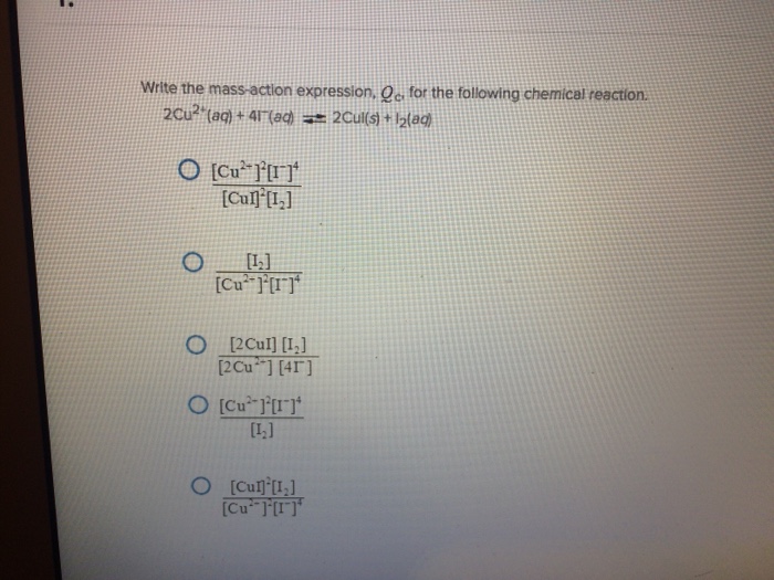 Solved Write the mass-action expression, Q_c, for the | Chegg.com