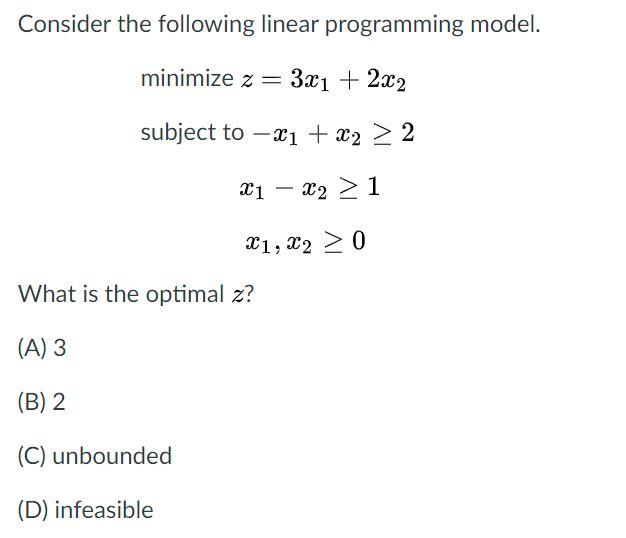 Solved Consider the following linear programming model. | Chegg.com