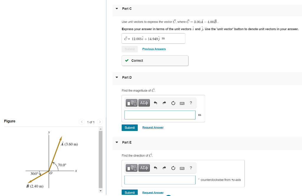 Solved Part C Use unit vectors to express the vector where - | Chegg.com