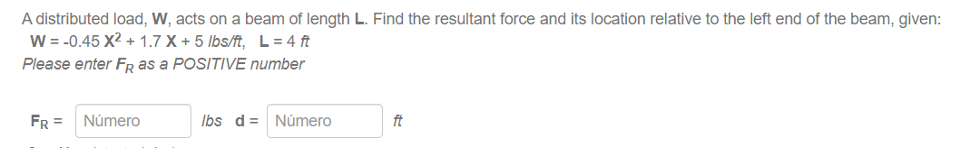 Solved A distributed load, W, acts on a beam of length L. | Chegg.com
