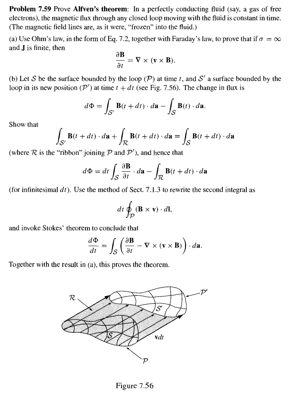 Solved Problem 7.59 Prove Alfven's theorem: In a perfectly | Chegg.com