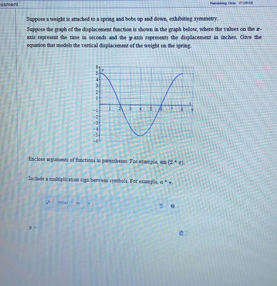 Solved Suppose a weight is attached to a spring and bobs up | Chegg.com
