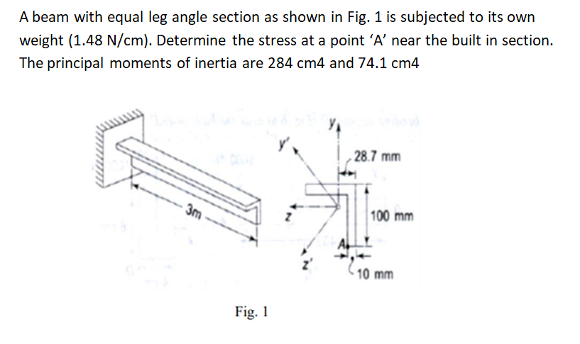 A beam with equal leg angle section as shown in Fig. | Chegg.com