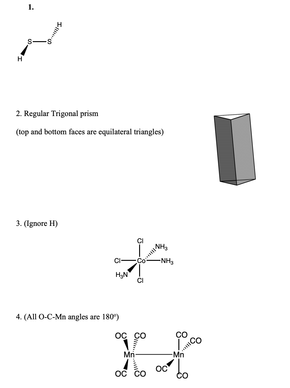 Solved 1. Ilm.cn S H 2. Regular Trigonal prism (top and | Chegg.com