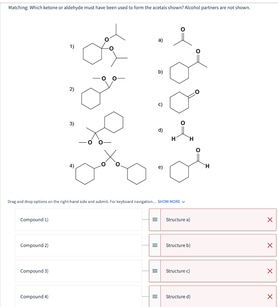 [Solved]: Matching: Which ketone or aldehyde must have bee