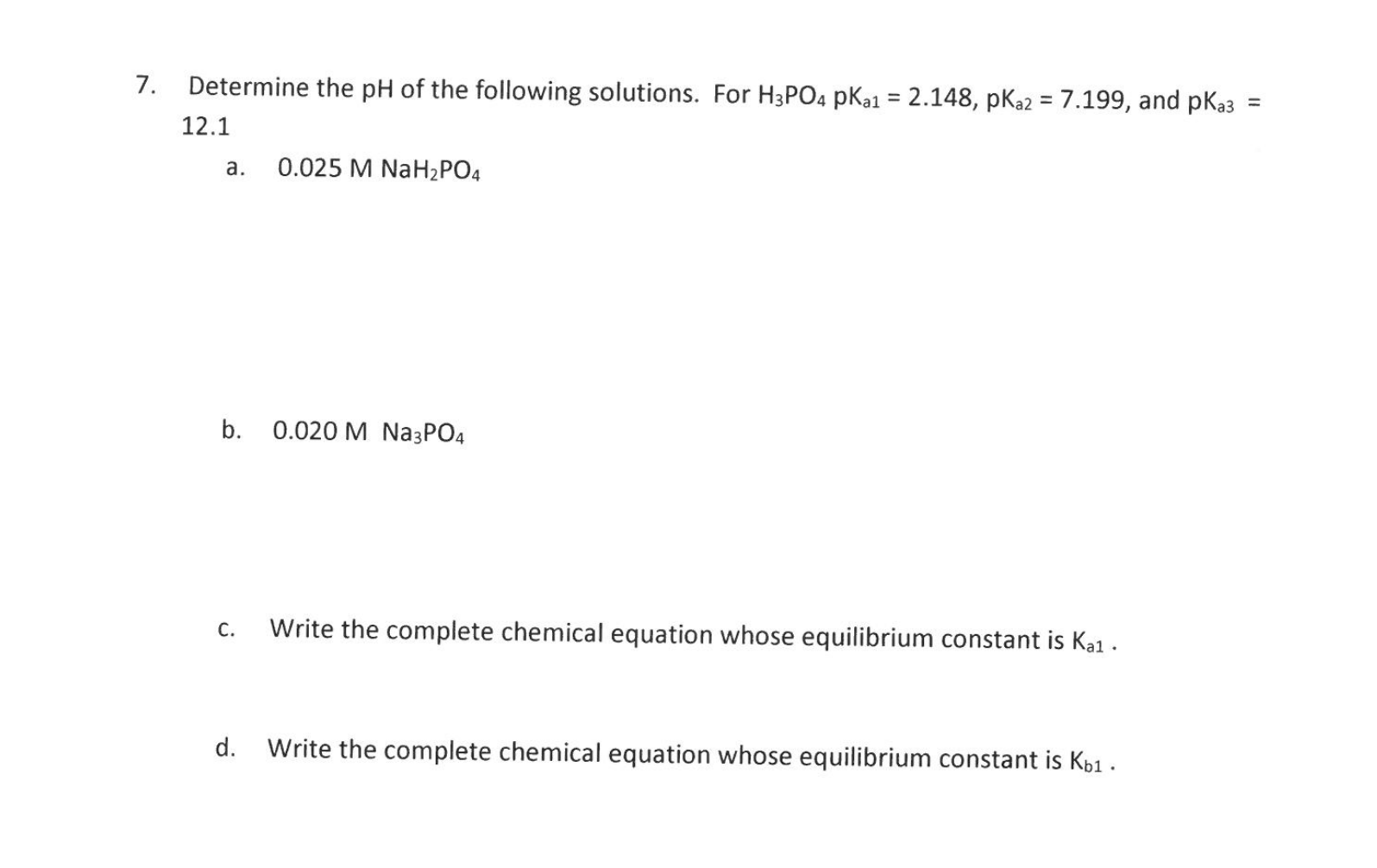 Solved Determine the pH of the following solutions. For | Chegg.com