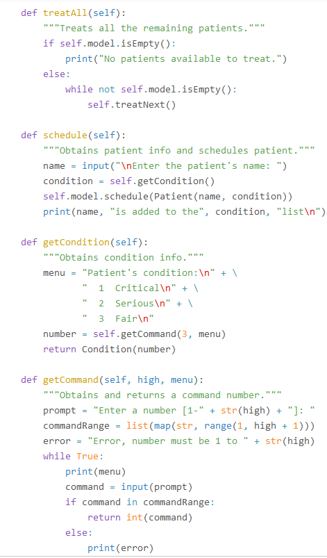 Solved Complete the emergency room scheduler application | Chegg.com
