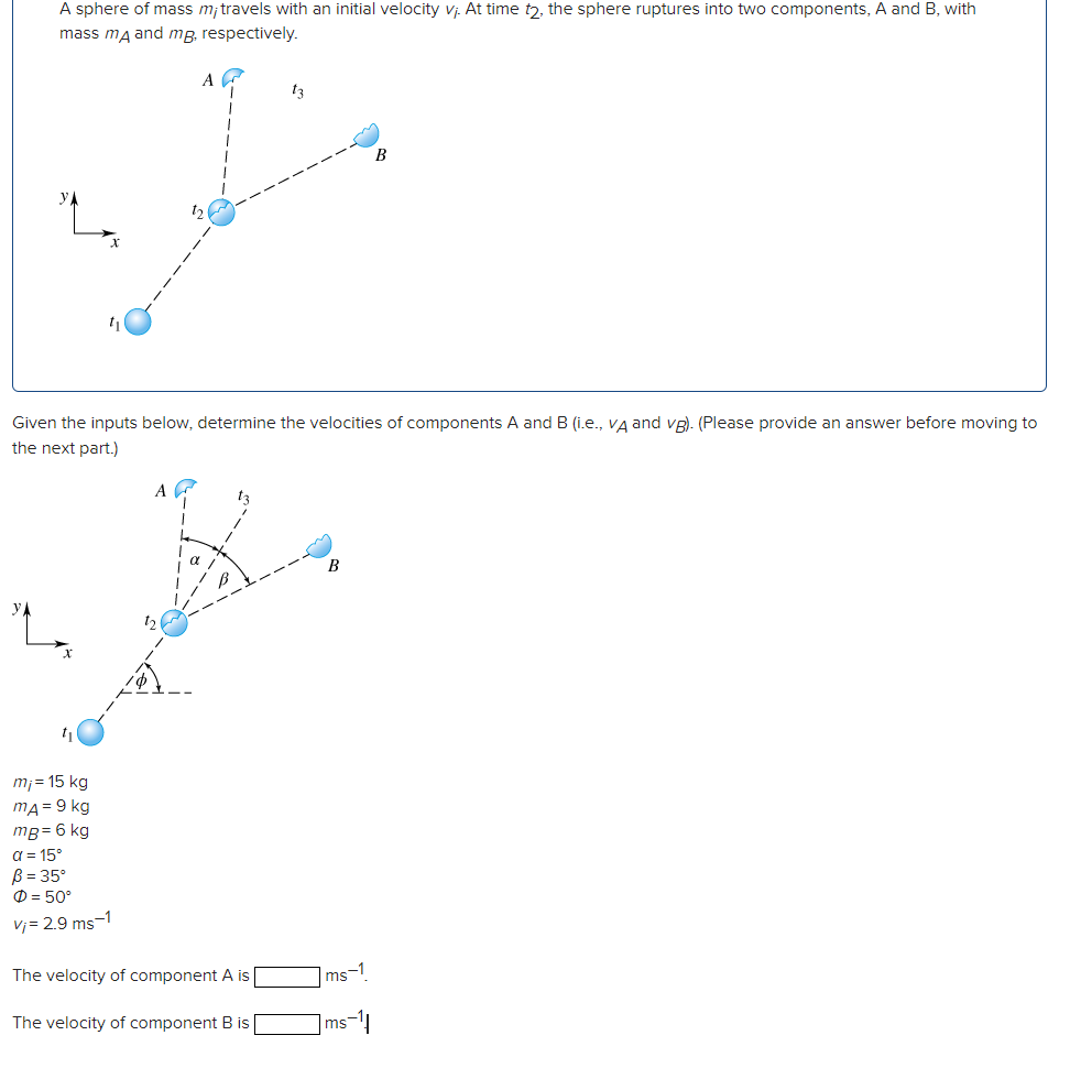 Solved A sphere of mass \\( m_{i} \\) travels with an | Chegg.com