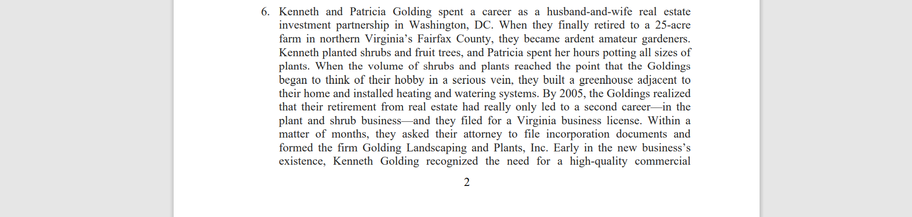 Solved 6. Kenneth and Patricia Golding spent a career as a | Chegg.com